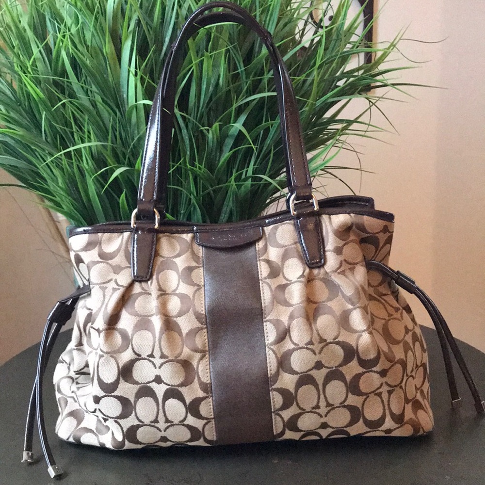 Coach Carryall Signature Stripe Drawstring Bag - Gem